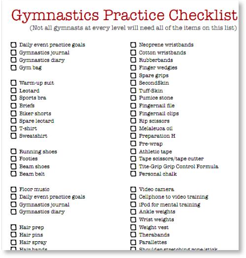 Gymnastics practice checklist – Gymnastics Coaching.com