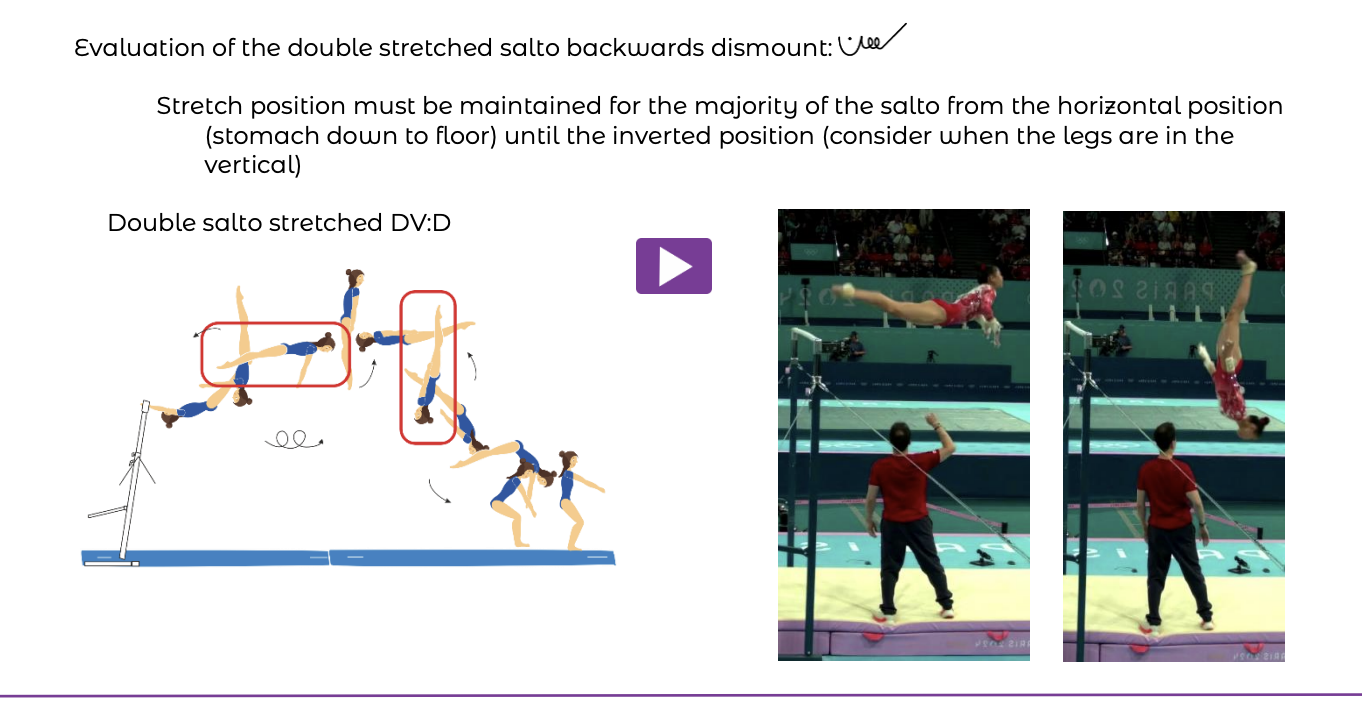 Bars Evaluating Double Layout Gymnastics Coaching